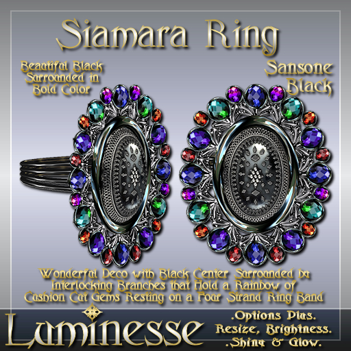Second Life Marketplace - SIAMARA Sansone BENTO Ring OP - Rainbow Black